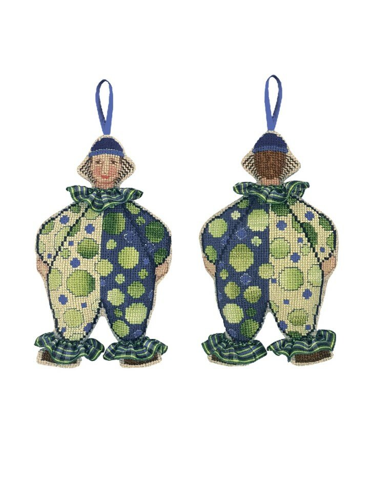 Набор для вышивания Le Bonheur des Dames #2646 Mister Clown in blue and tartan (Мистер Клоун в голубом и тартановом), Счетный крест, 8 х 13.5 см