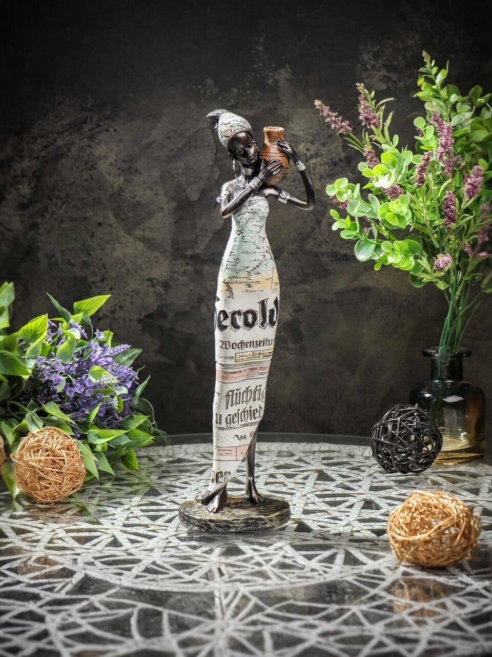 Фигурка декоративная Африканка в белом платье, 34 см, Y6-2101