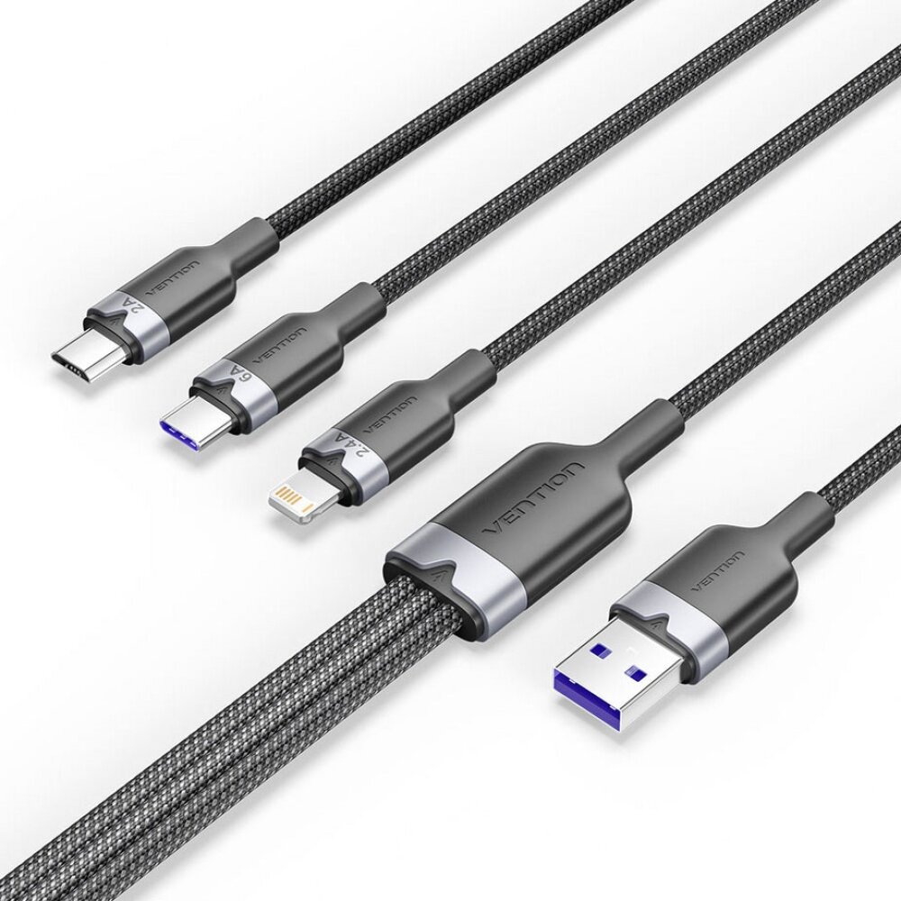 Vention Кабель USB2.0 соединительный USB A-Lightning+microB+Type-C Vention CTRBG черный (1.5м) (ret)