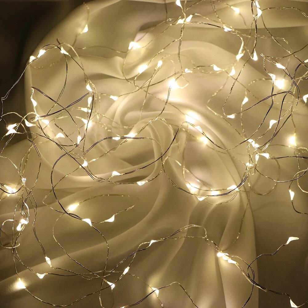 Гирлянда LED 2м, 20 LED, Warm White, медная