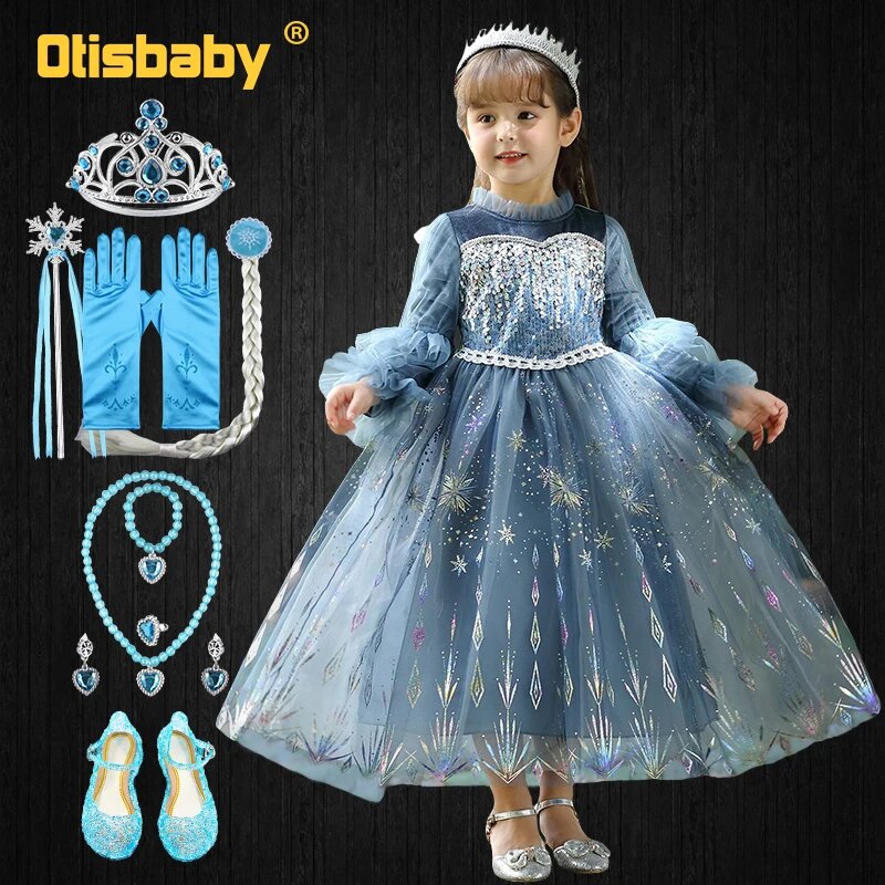 Детские карнавальные платья-костюмы принцессы Эльзы Otisbaby 6T, Dress Set 04