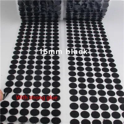 Клейкая лента липучка нейлон+полиэстер Черный, 15mm black 100 pair