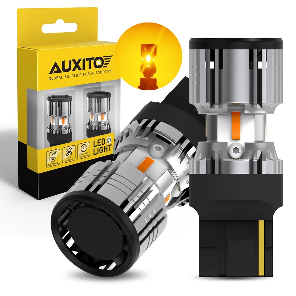 AUXITO 2 шт. WY21W светодиодный Canbus T20 7440 W21W светодиодный Желтый Янтарный сигнал поворота светильник лампы с вентилятором без гипервспышки автомобильная лампа