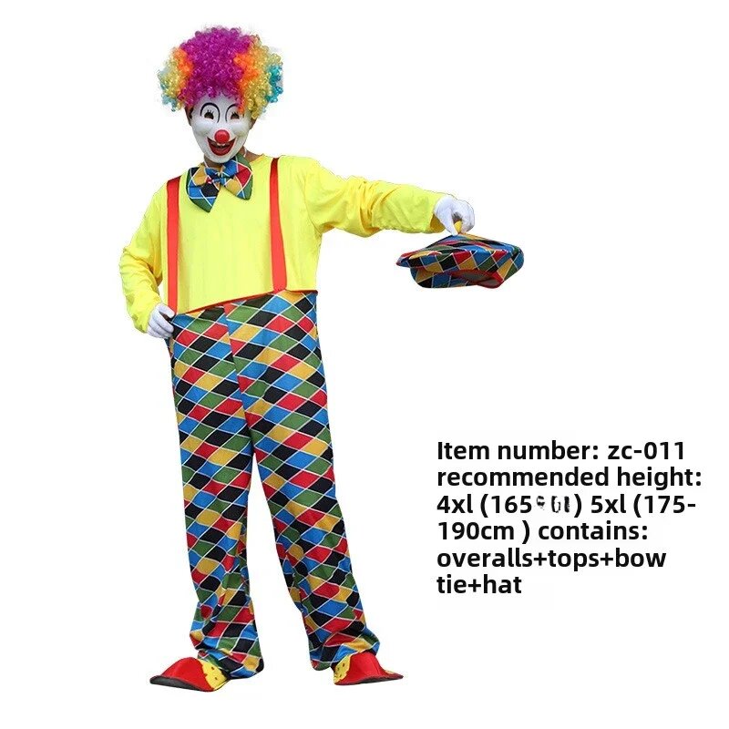 Костюмы клоуна Радужного клоуна для взрослых 5XL, ZC-011