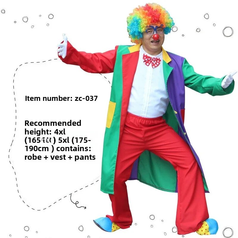 Костюмы клоуна Радужного клоуна для взрослых 5XL, ZC-037