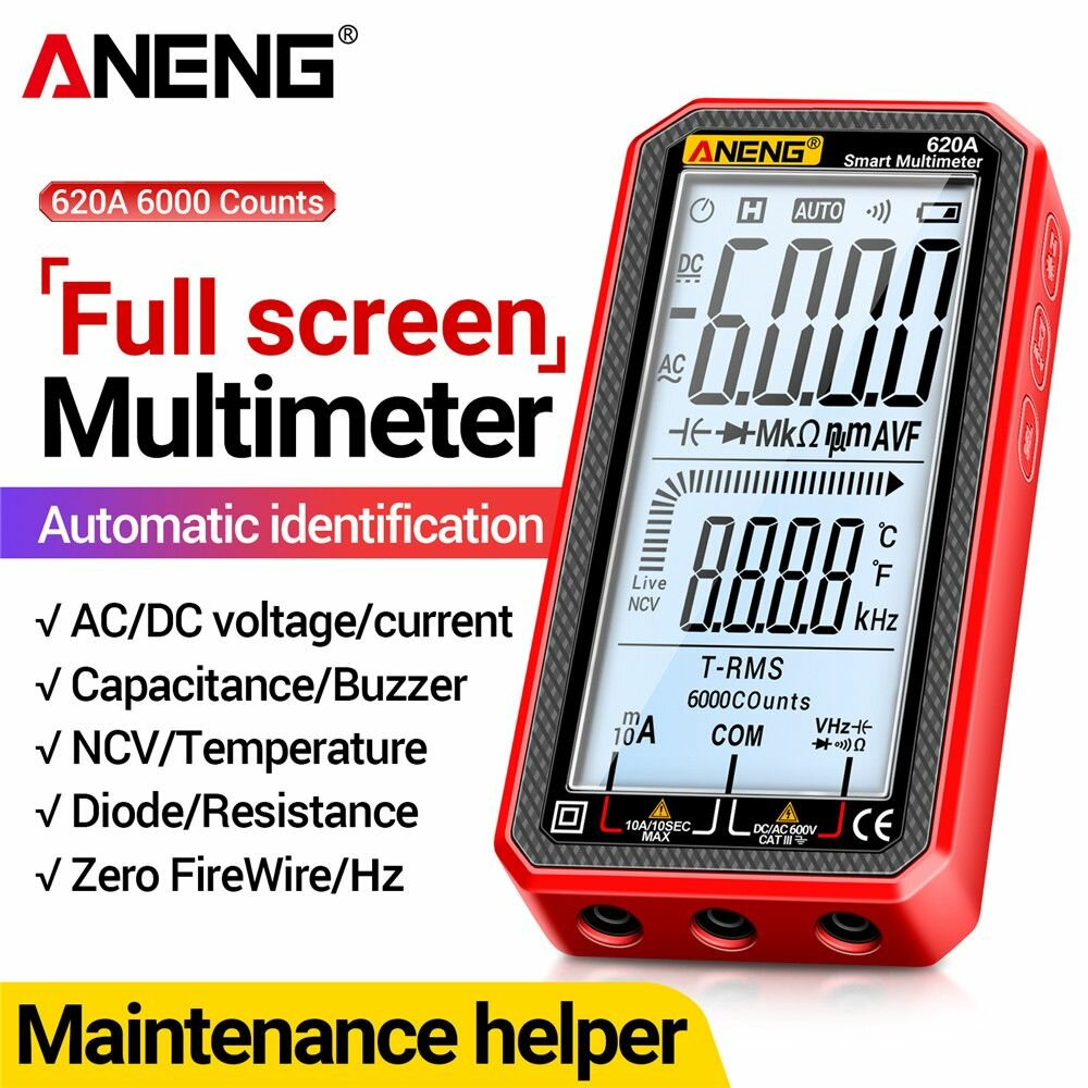 ANENG 620A Smart Multimeter 6000 считает цифровые тестеры транзисторов Истинный RMS Автоматический измеритель электрической емкости