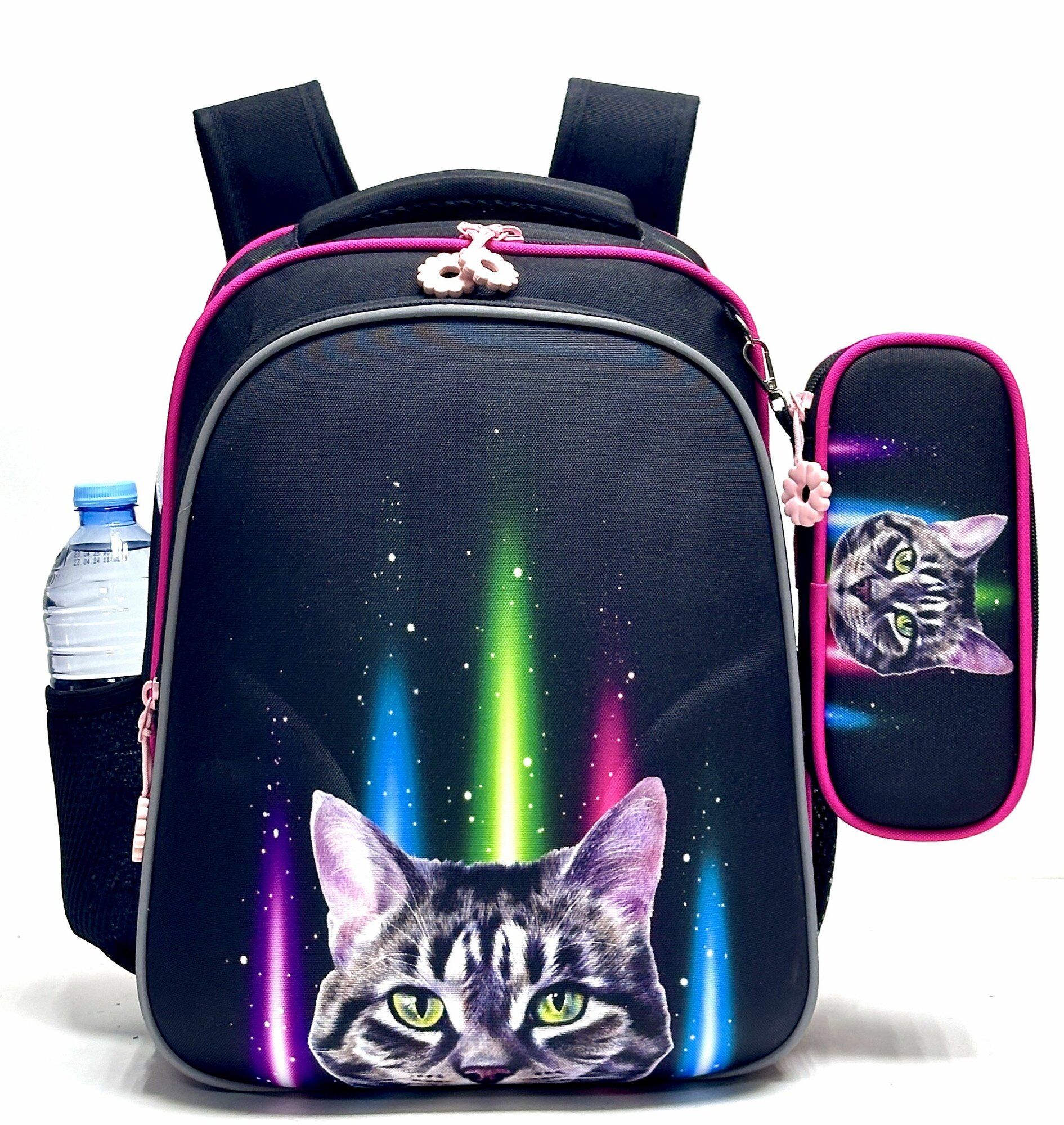 Рюкзак Кошка школьный с ортопедической спинкой/ Кошка Рюкзак для девочки с жесткой спинкой