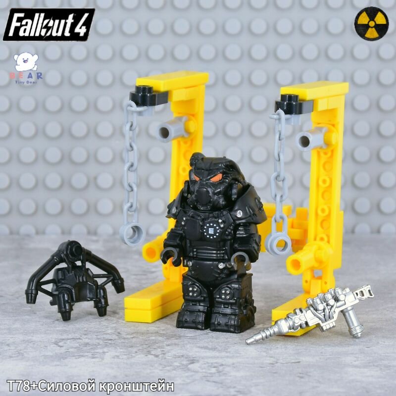 Минифигурка из строительного блока силовой брони Fallout экзоскелета, модель строительного блока силового кронштейна радиации, игра Radiation 4, совместимы с легo конструкторами