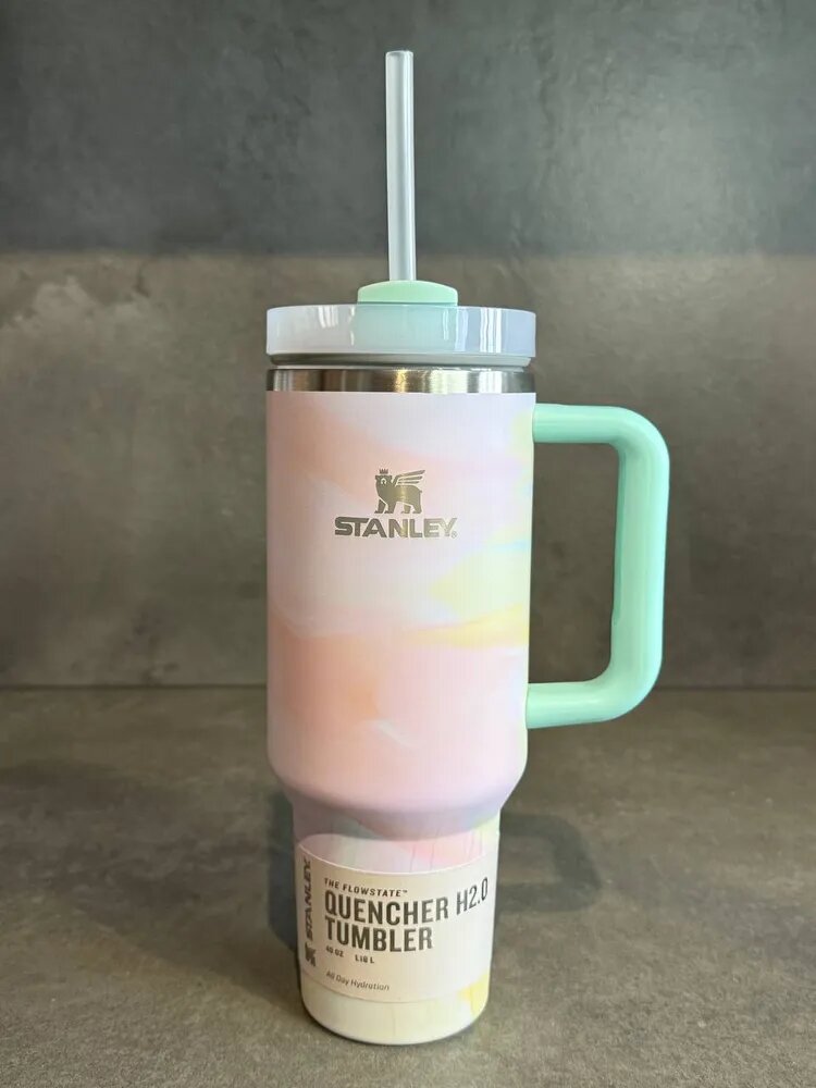 Термокружка из нержавеющей стали 1.18л, Морское мороженое + колпачок для трубочки в подарок