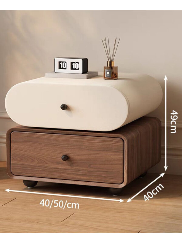 Прикроватная тумбочка из массива дерева в кремовом стиле, бытовая современная минималистичная прикроватная тумбочка
