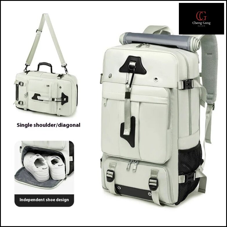 Эксклюзивный вместительный рюкзакчемодан унисекс объемом 55 литров для городских поездок и кемпинга, выполненный в белом цвете, с защищенным от влаги отделением под ноутбук 15,6 дюймов и множеством функциональных карманов