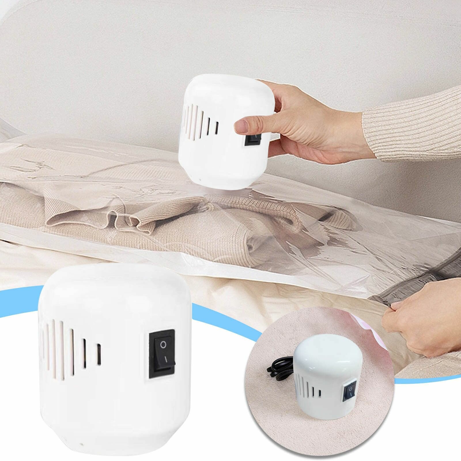 Электрический вакуумный насос для мешков хранения одежды компактное хранение, защита от запаха и пыли