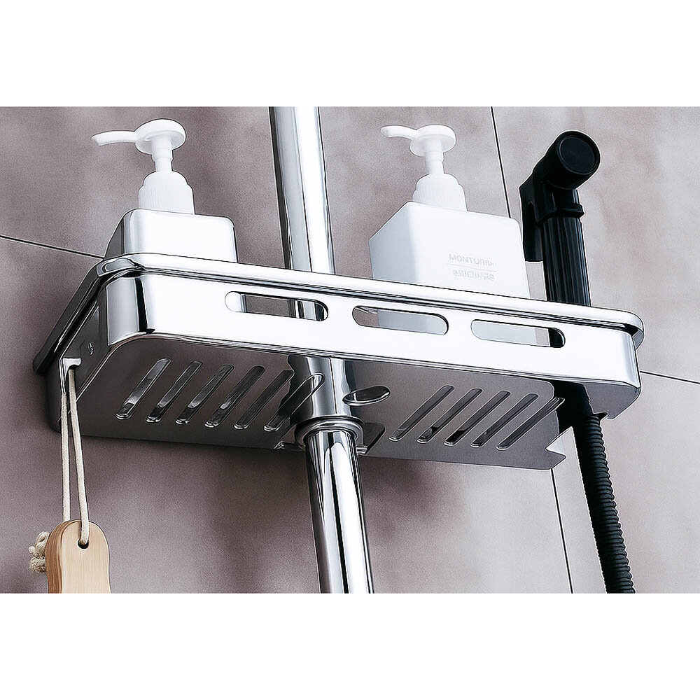 Полочка на душевую штангу, стойку с держателем для лейки в ванную