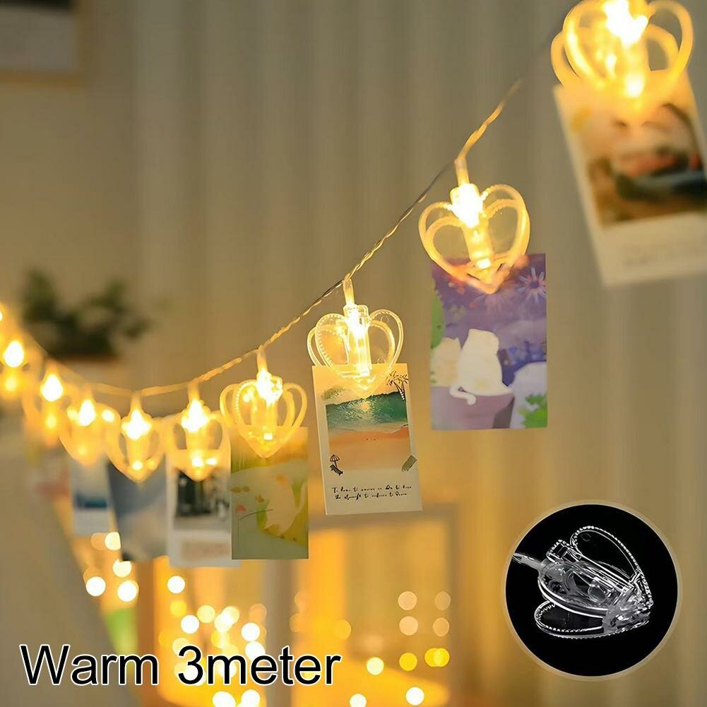 Гирлянда с прищепками для фотографий (растяжка для фото), 10/20 ламп 1.5/3 метров, питание от порта USB