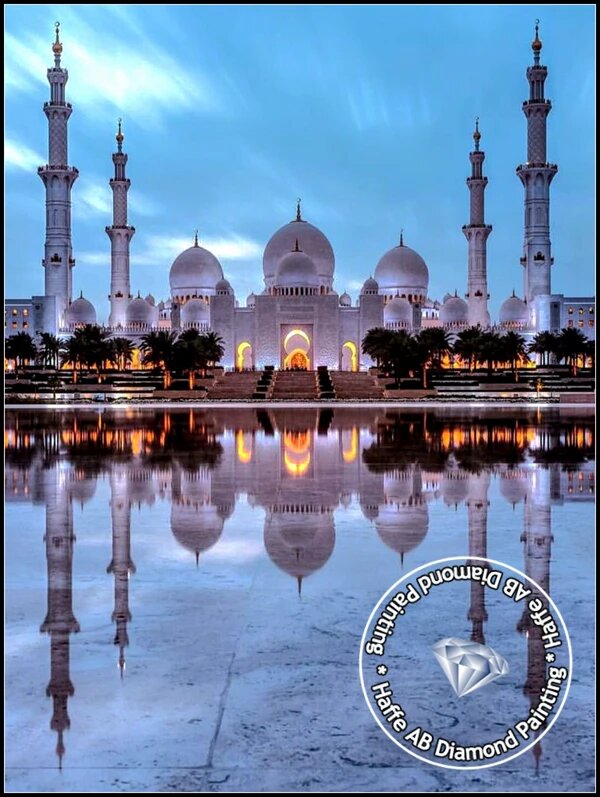 Алмазная живопись "Шейх Зайед Великая мечеть Абу-Даби" 50x70cm AB Square, 2
