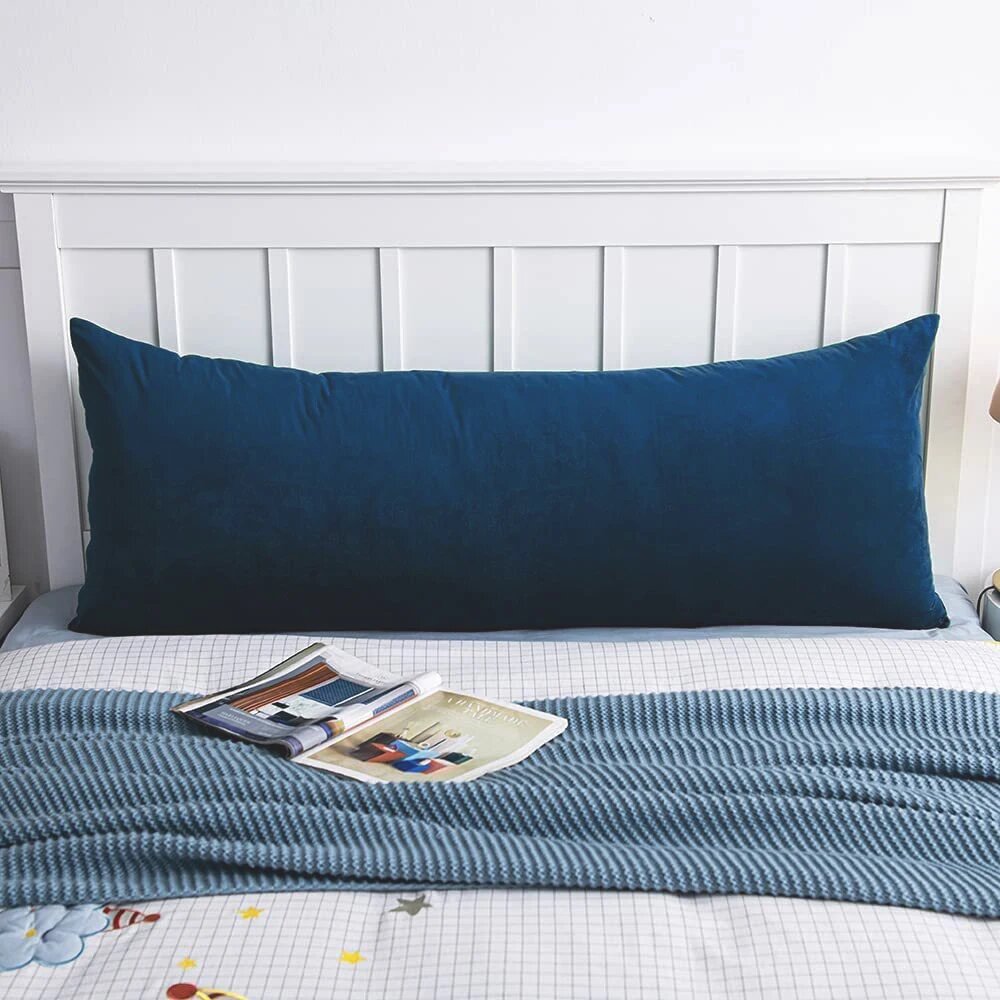 Бархатная удобная большая наволочка для подушки 50x70 см 50x138 см 50x152 см, плюшевая длинная наволочка для сна, Стандарт здоровья Синий, 50x100cm, Dark Blue