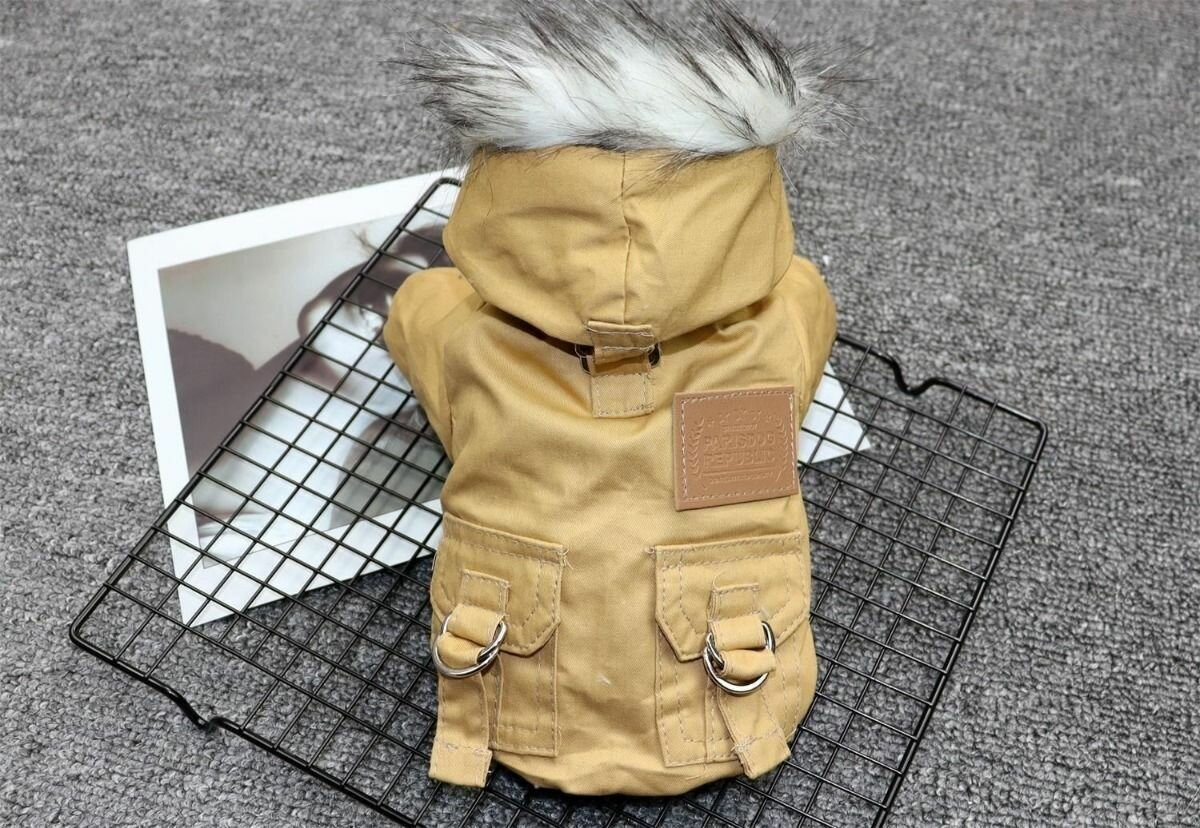 Хлопчатобумажная одежда для собак, размер S, желтая, водонепроницаемая, утепленная