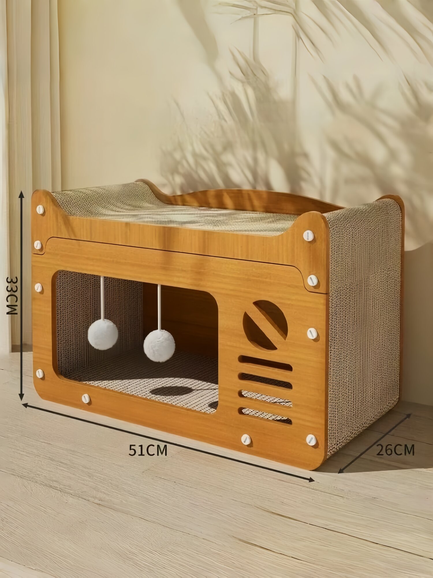 Когтеточка ZXC "Cat's style", домик, сизаль, 2 яруса, 51х26х33 см