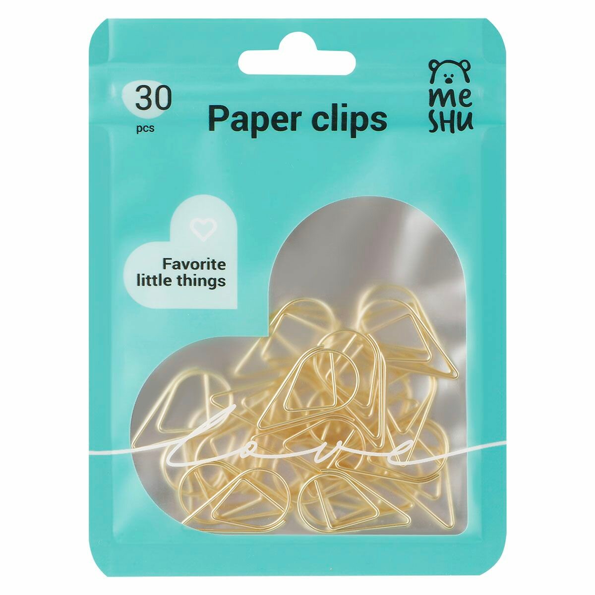 Скрепки фигурные Meshu "Little Drops", 25мм, пакет с замком зиплок, европодвес, 30шт. (MS_65863)