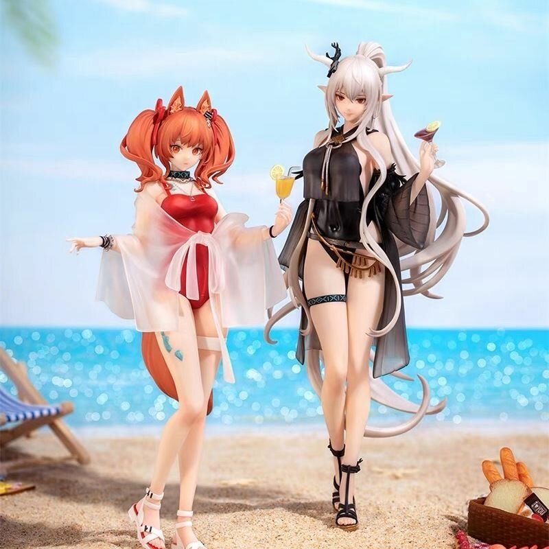 Японская версияФигурка Шаин (Arknights) в летнем купальнике Лимитированная коллекция Muse с пляжным зонтиком и детализированной базой