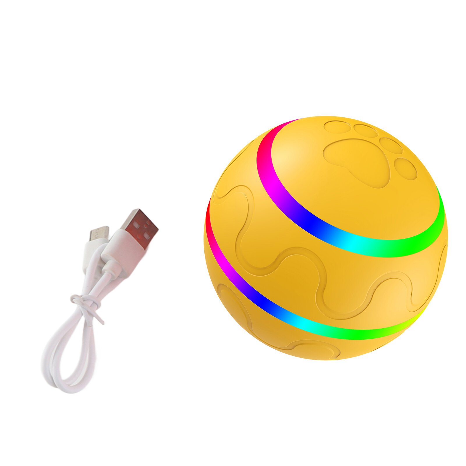 Pet Rolling Ball ABS Silicone Material IP54 Interactive Dog Active Toy with LED Light Rechargeable Battery for Large Dogs