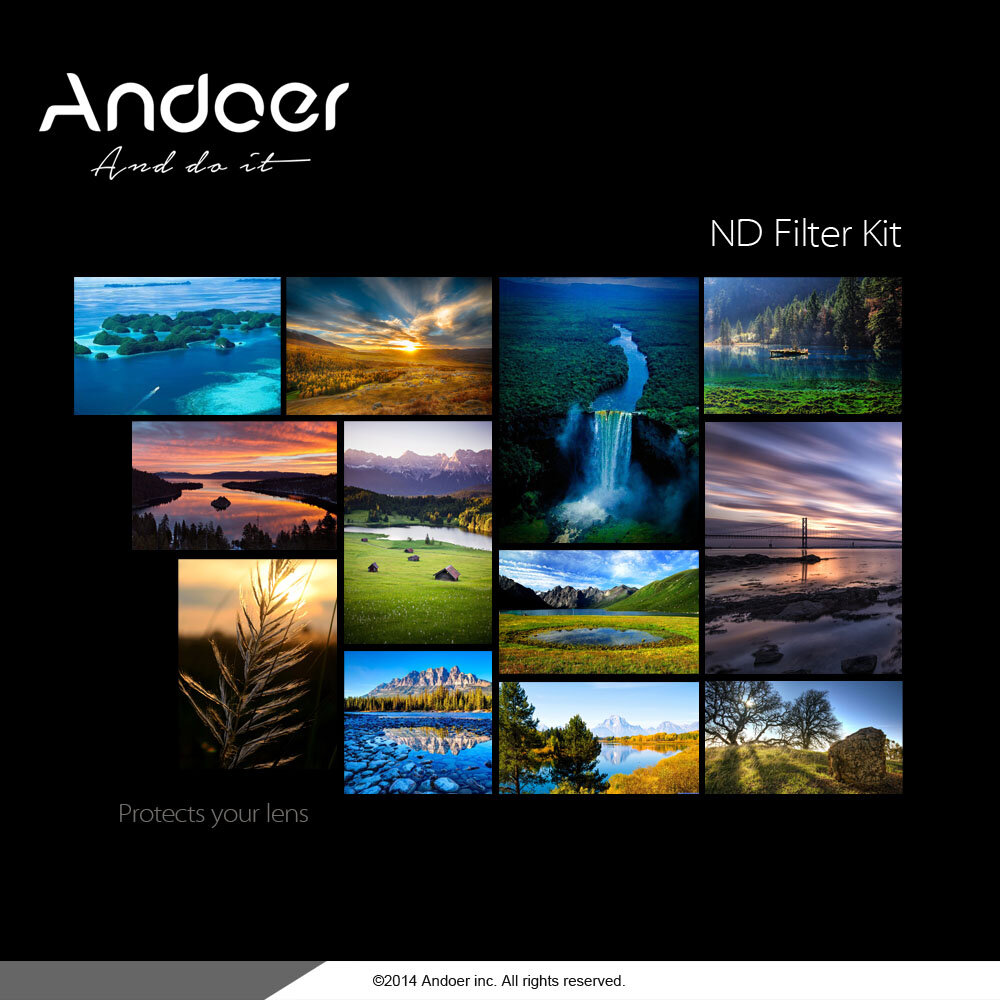 Комплект фильтров Andoer 77 мм с фейдером ND, набор фотофильтров нейтральной плотности (ND2 ND4 ND8) для зеркальных фотокамер Nikon Canon Sony Pentax