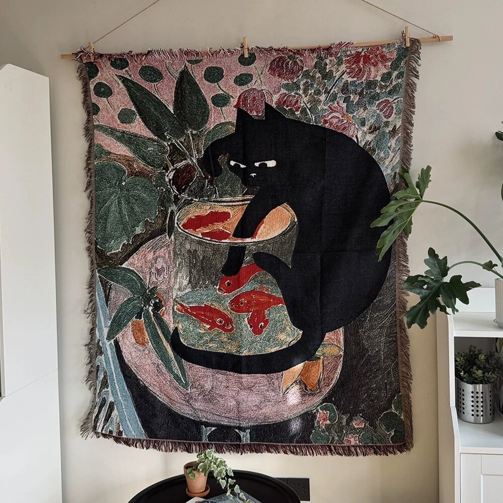 Плед Henri Matisse из хлопка Черный, 130x160cm, goldfish