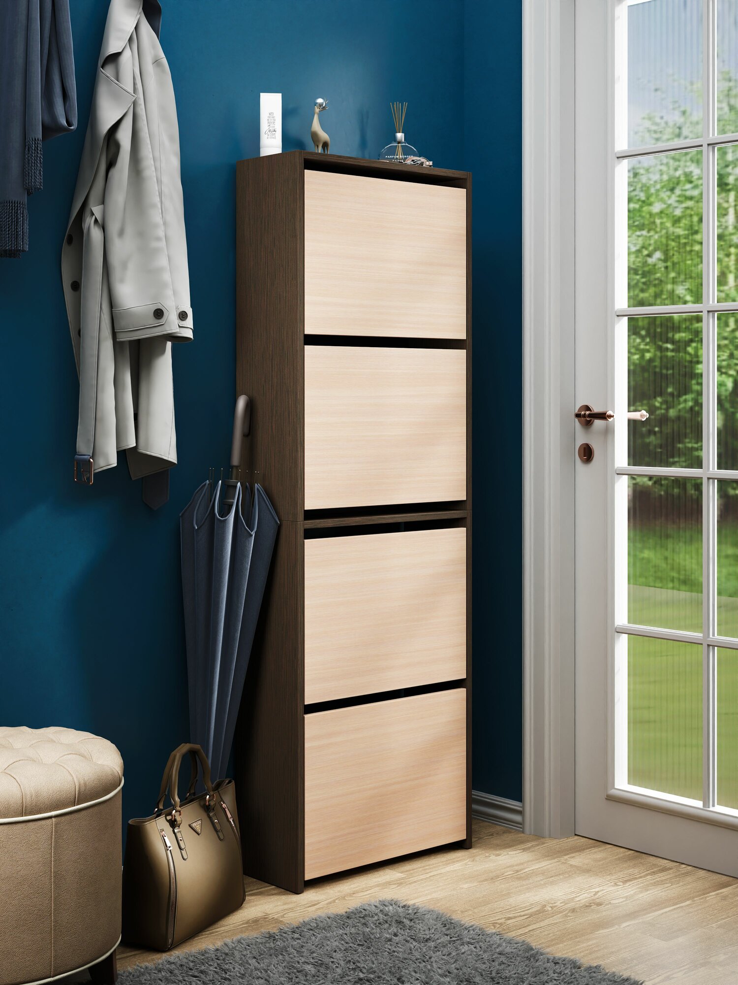 Обувница Profimebel "Лаура-8", венге-дуб молочный, 16 отделений, ЛДСП