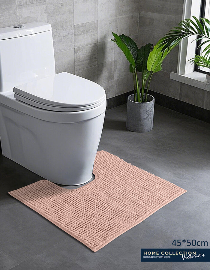 Коврик 50х45 см для туалета с вырезом нескользящий розовый персик