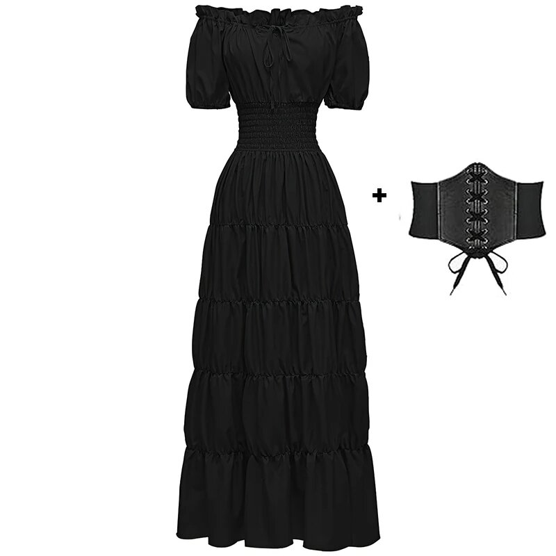 Костюм эльфа из полиэстера Черный, XXL, Black With Belt