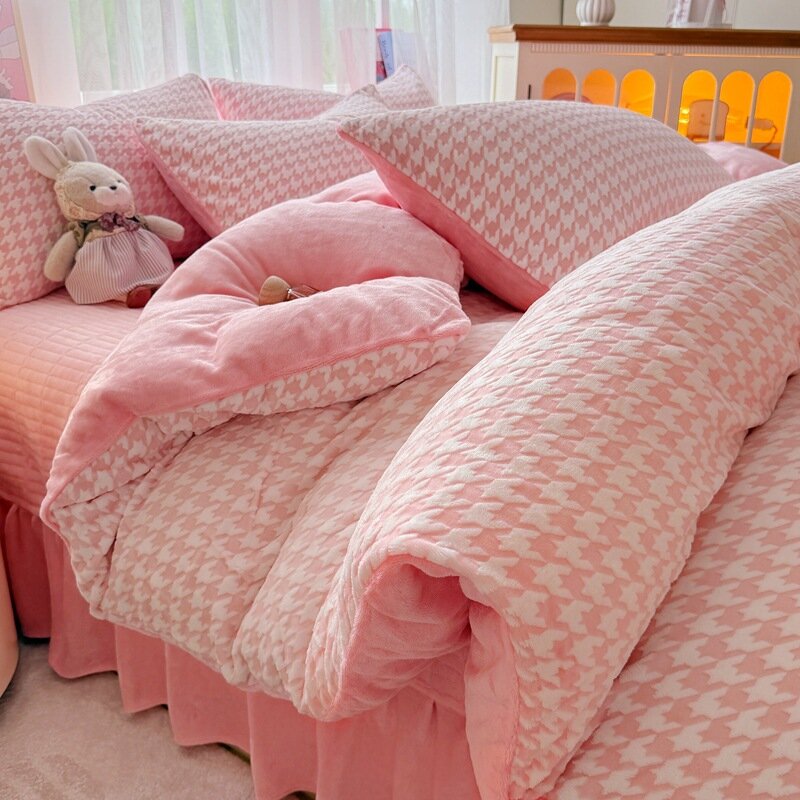 Комплект простыней из утолщенного молочного флиса категории А (4 предмета), зимняя флисовая простыня и пододеяльник, комплект постельного белья из детского флиса из трех предметов,200*230cm