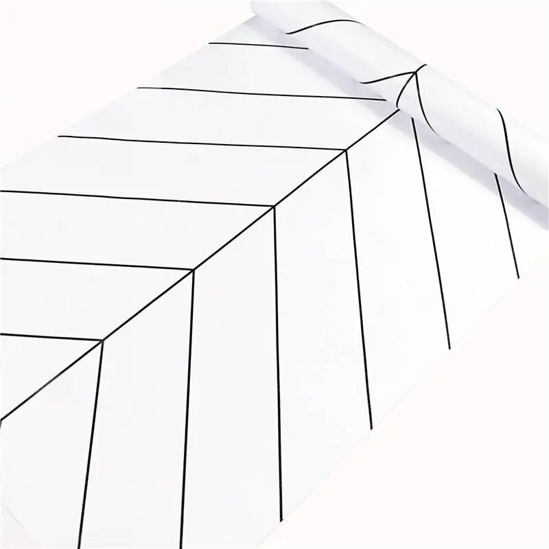 Виниловые обои Brangdy геометрические белые и черные 5mx45cm