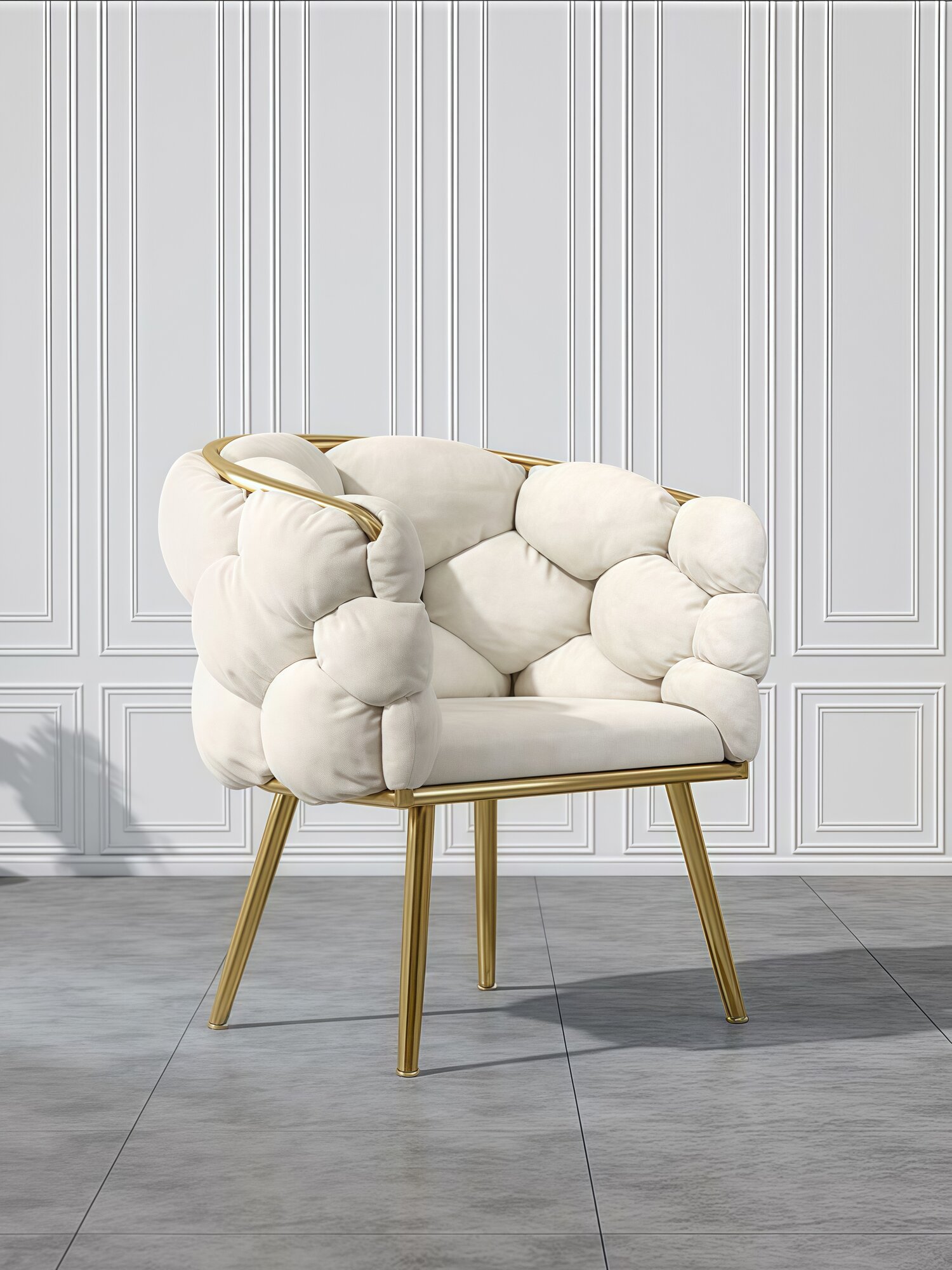 Пузырчатое кресло, белое, с подлокотниками, 53 см x 45 см x 74 см