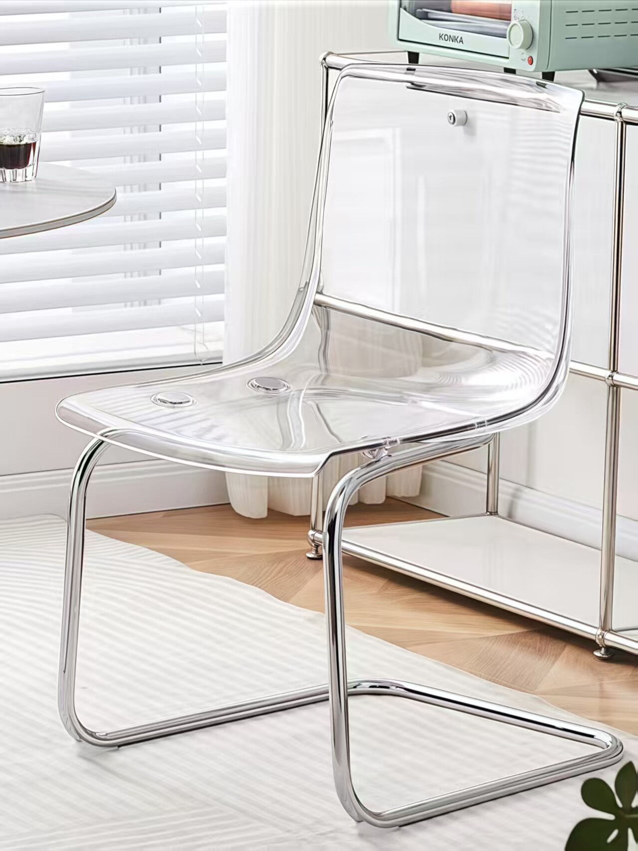 Стул, прозрачный, акриловый, металлический каркас, без подлокотников, 51х52х84 см