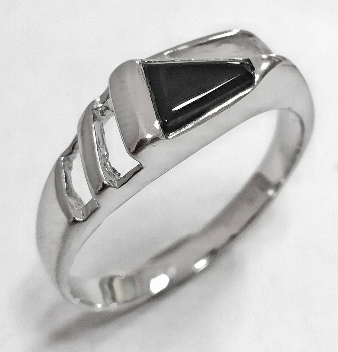 Печатка, серебро, 925 проба, родирование, оникс синтетический