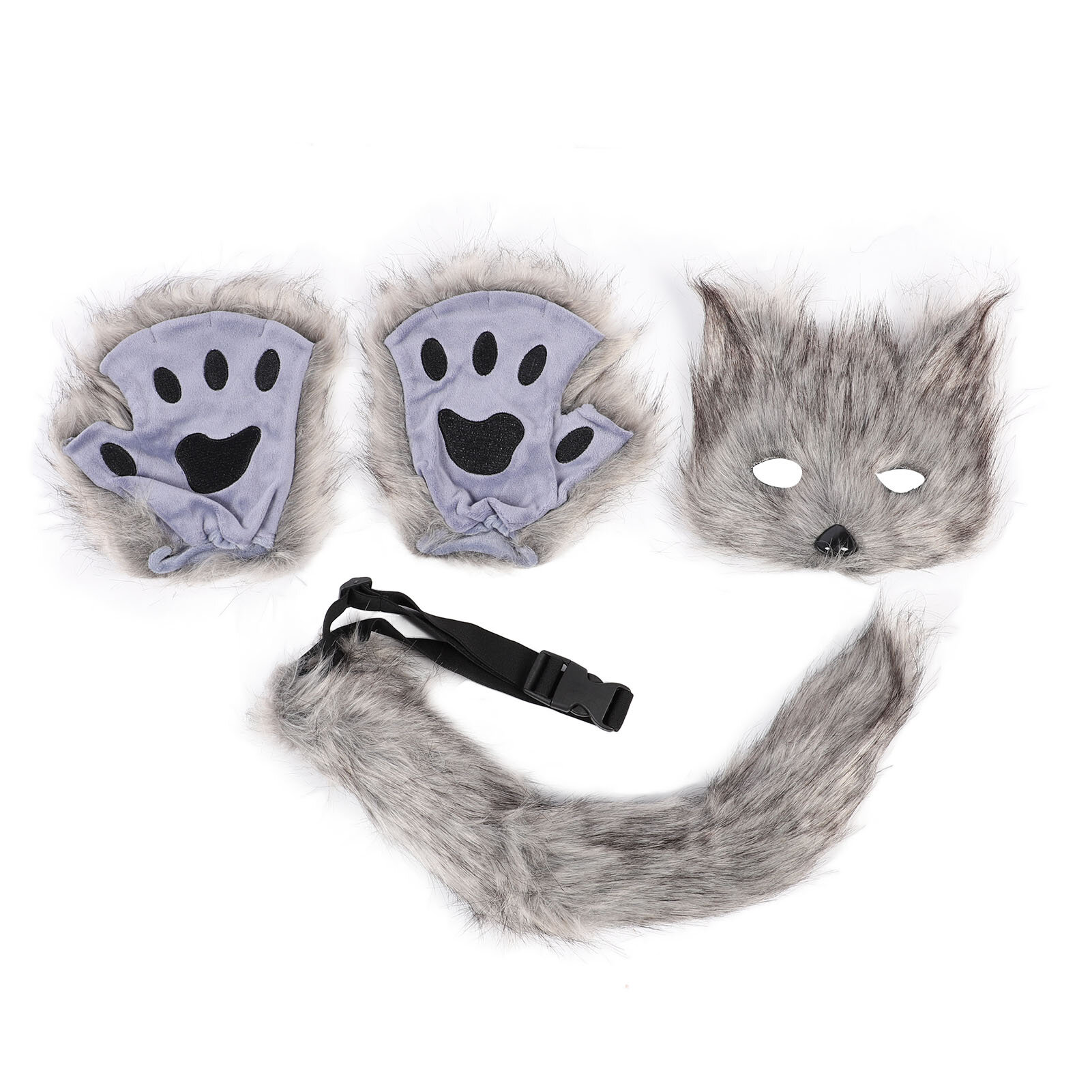 Лисий хвост, перчатки, набор из пушистого плюша, искусственный мех, мягкий, приятный для кожи, аксессуары для костюма, набор для косплея в виде лисьего хвоста для женщин и девочек, темно-серый