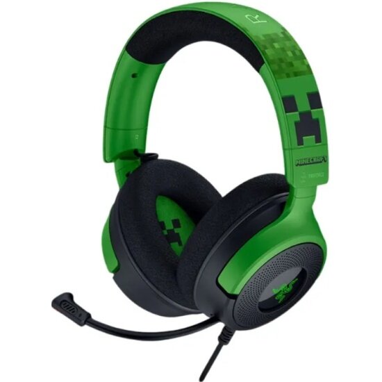 Гарнитура Razer Kraken V4 X - Minecraft Ed. проводная зеленый/черный