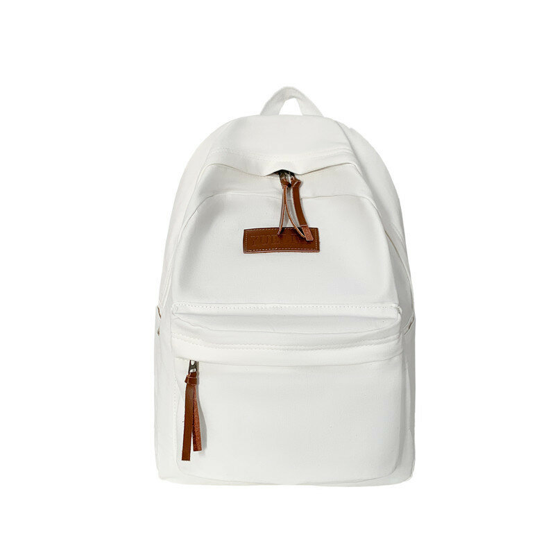 Backpack simple solid color letter decoration unisex style student