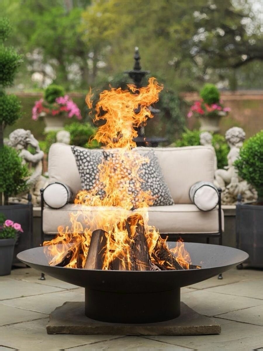 Костровая чаша Сфера "Round D-1200", толщина 6 мм. цвет черный-матовый