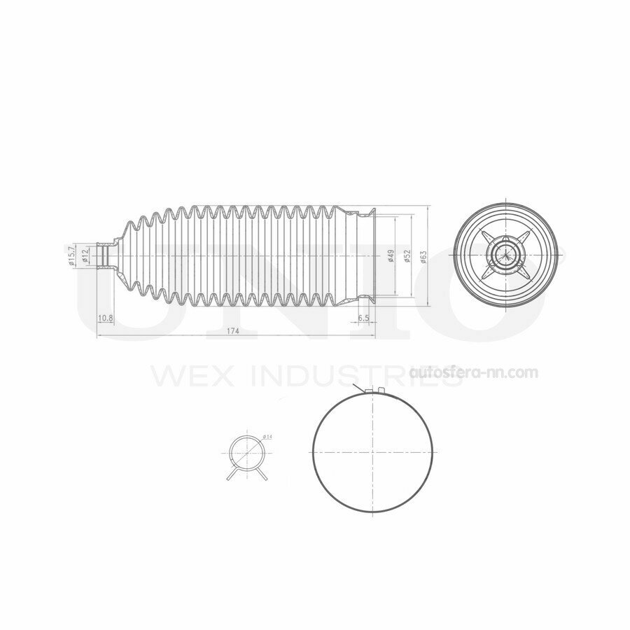 UNIO DUC20015K Пыльник рулевой рейки Пыльник рулевой рейки (к-т) Kia Ceed 06-, Cerato II 09-, Hyundai Elantra IV 05-