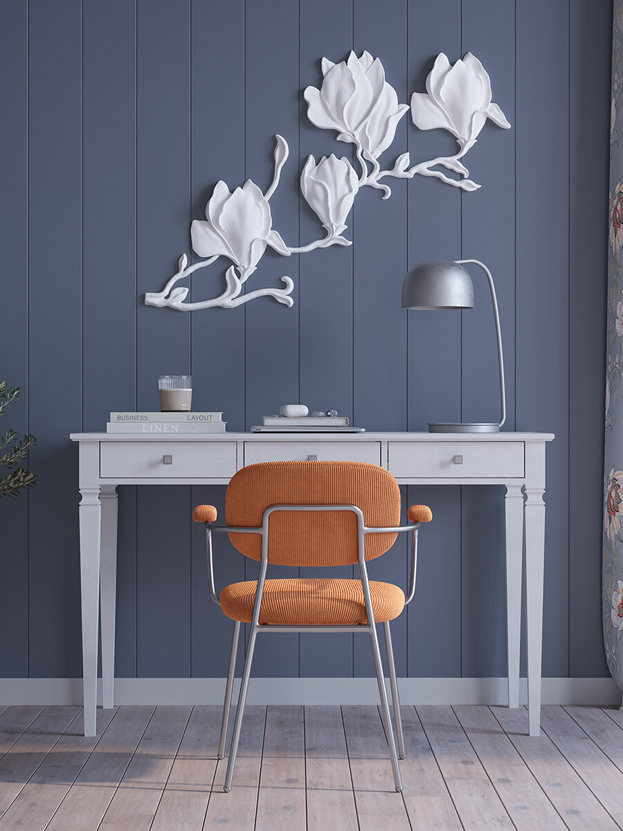 Стол письменный ММЦ Кабинет Ольса-С 003 (белый лак) из массива сосны