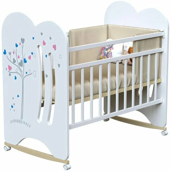 Кровать Вдк WIND TREE фигур. спин. колесо-качалка белый