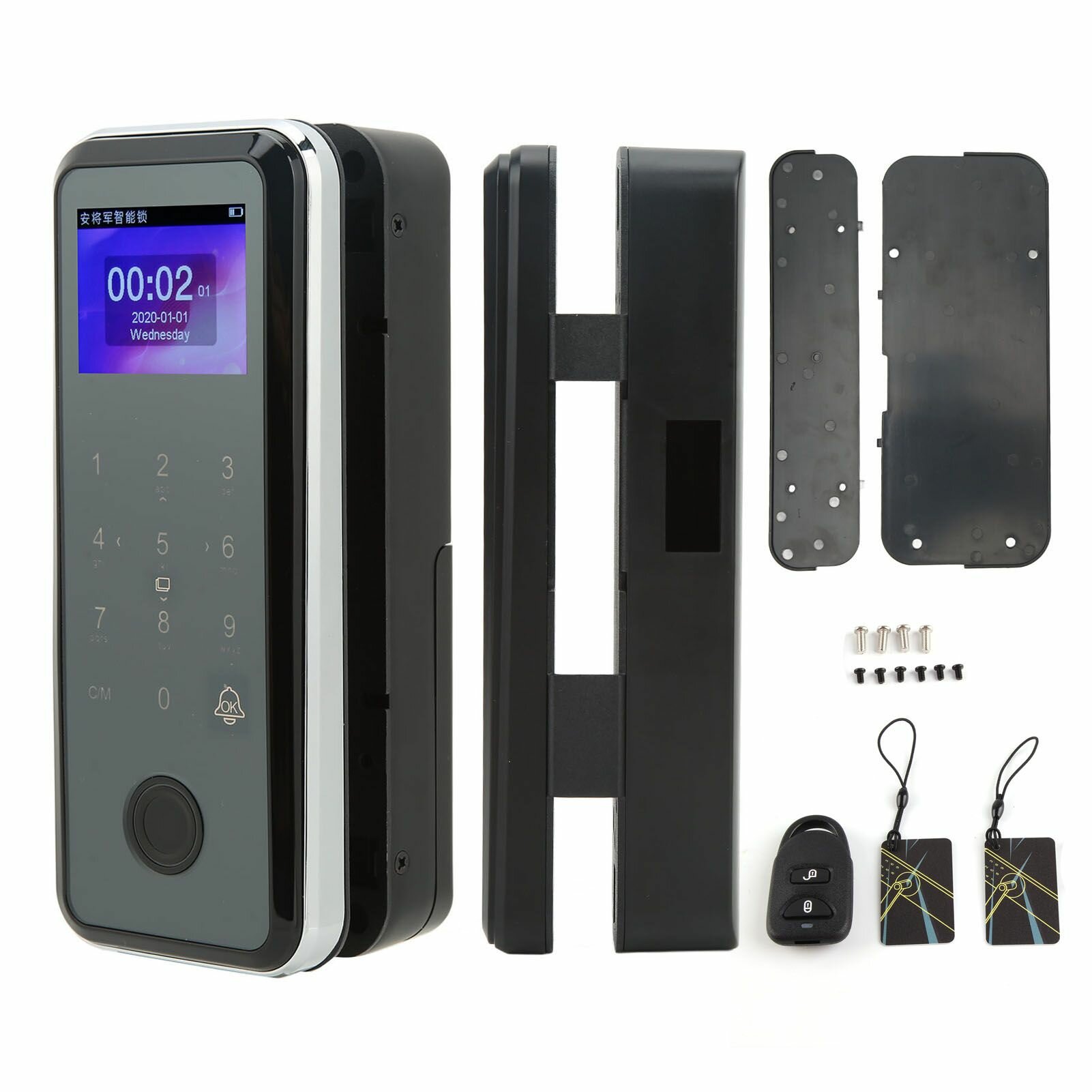 Умный замок с отпечатком пальца 2.4 дюйма, беспроводной доступ и удаленное управление, 100 пользователей, для дверей без рам