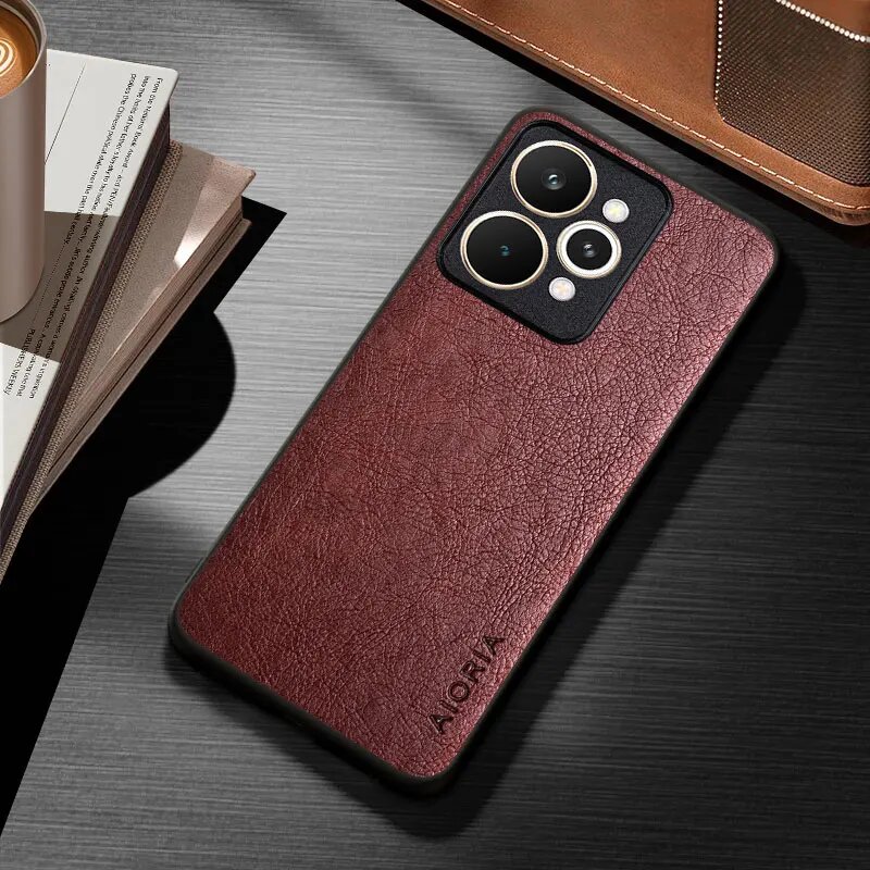Коричневый кожаный чехол Realme 15 Pro 5G