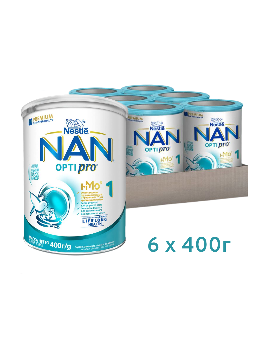 Молочная смесь Nestle NAN 1 OPTIPRO для роста, иммунитета и развития мозга, с рождения, 400 г 6 шт