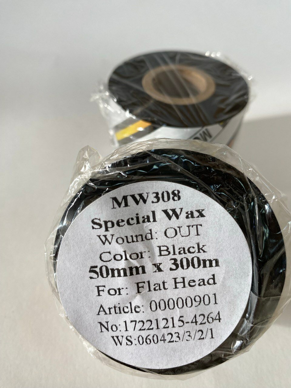 Лента красящая термотрансферная Monochrome MW308 Wax, риббон 50 мм х 300 м, вт.1", Out, 1 рулон