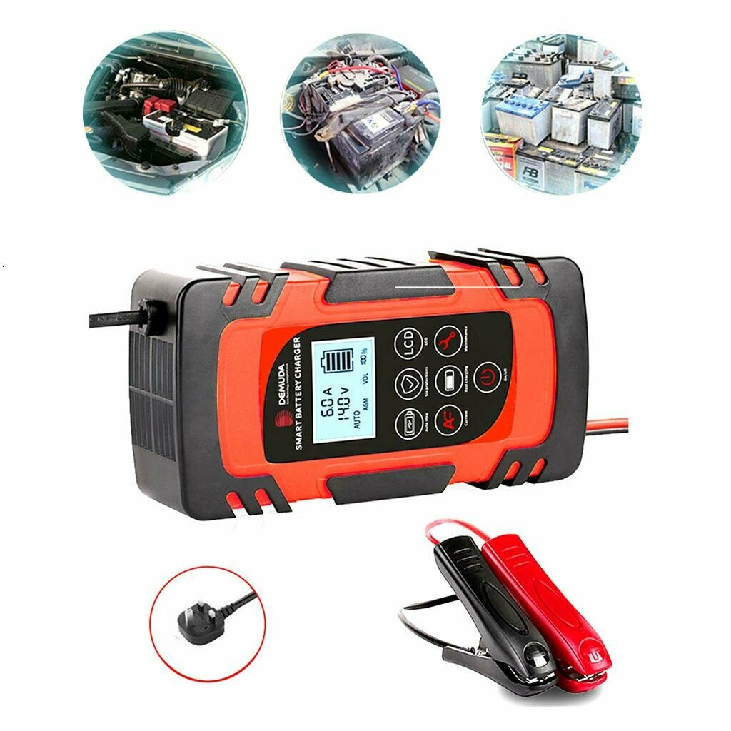 Аккумулятор 12 В 24 В ЖК-дисплей полностью автоматический сухой и мокрый проводник-акисловный заряд заряда для автомобилей мотоцикл мотоцикл, красный - Британские регулирующие органы