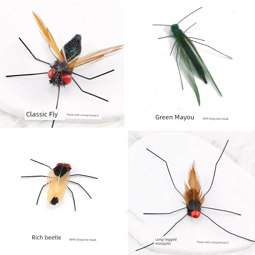 Сменная головка для дразнилки для кошек в виде имитации насекомого, имитация мухи, маленький летающий насекомый,