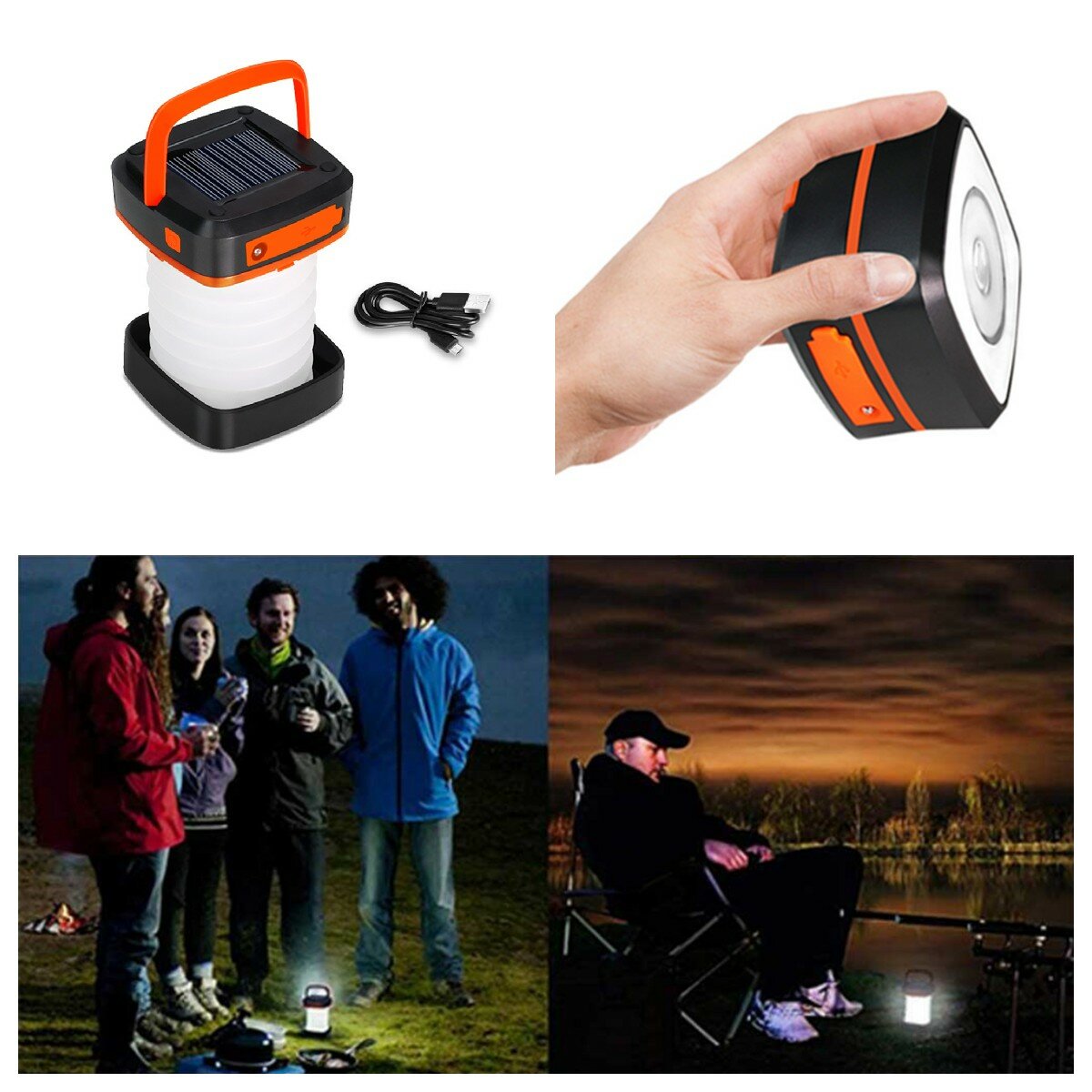 Солнечный Перезаряжаемый Светодиодный Фонарик Power Camping Tent Light Факел Фонарь Лампа