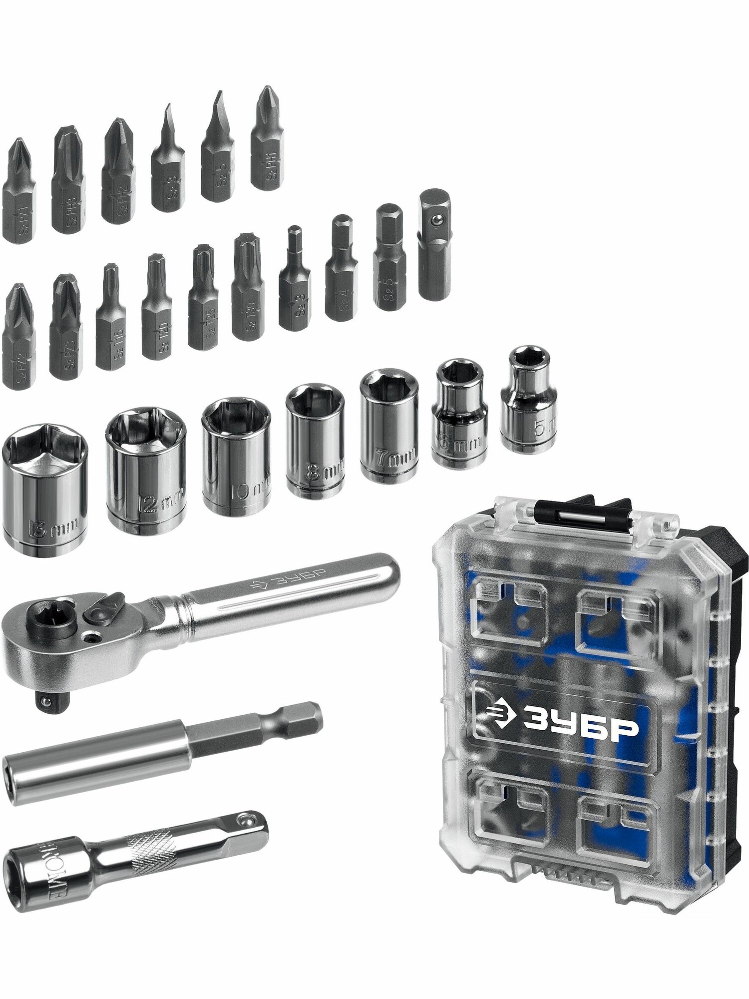 ЗУБР Компакт 26 шт, Набор инструментов: трещотка с насадками (арт. 25172)